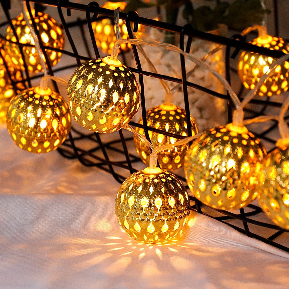 Fairy Moroccan Hollow Metal Ball LED String Lights – Meeting-yo